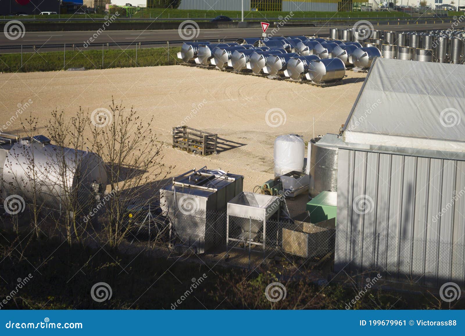 Fenced Area and Steel Storage Tanks Stock Image - Image of chemicals ...