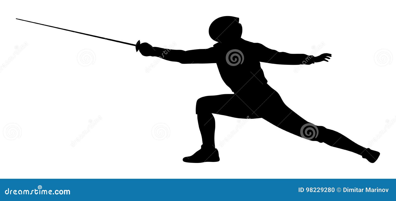 Fencer stock vector. Illustration of outline, mask, silhouette - 98229280