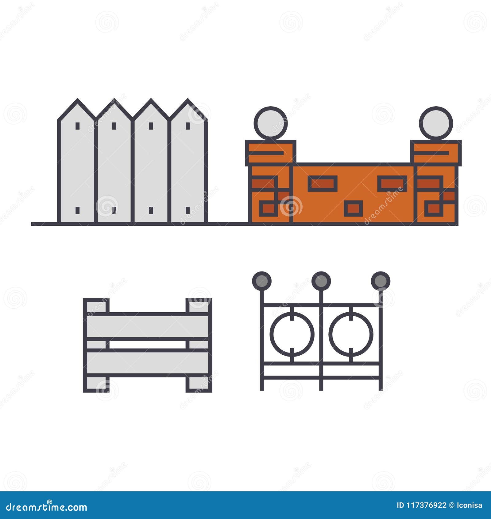 Fences Line Icon Concept. Fences Flat Vector Sign, Symbol, Illustration ...