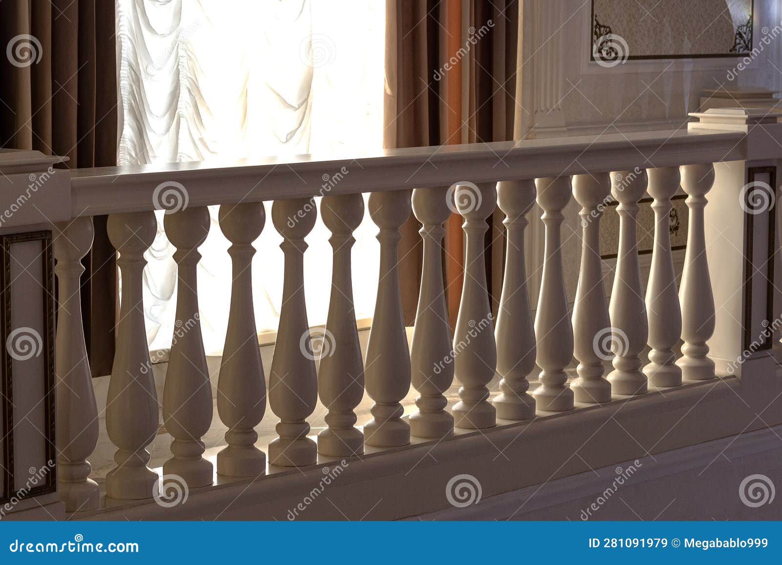 Fences Made of Stone Railings with Balusters in a Classic Interior ...