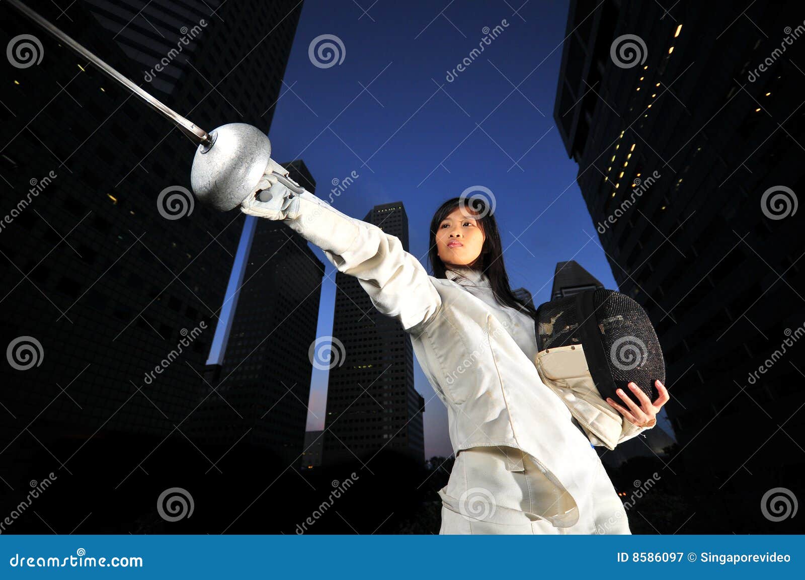 Fencing stock image. Image of lady, evening, defence, sword - 8586097