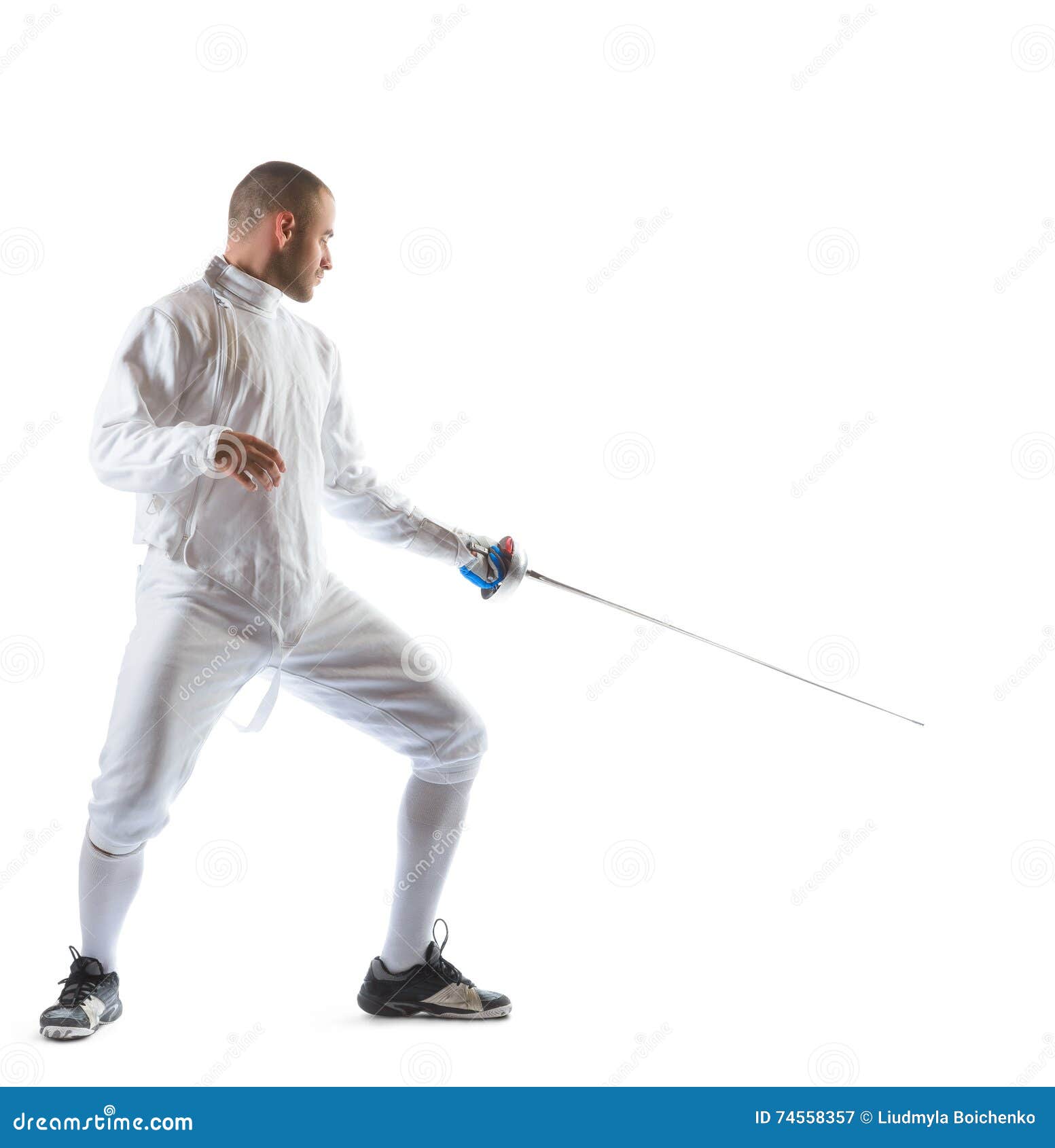 Fencing Athlete Wins the Competition Isolated in White Background Stock ...