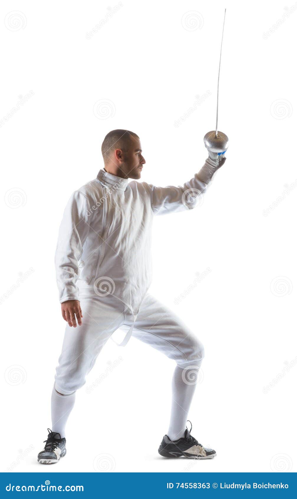 Fencing Athlete Wins the Competition Isolated in White Background Stock ...