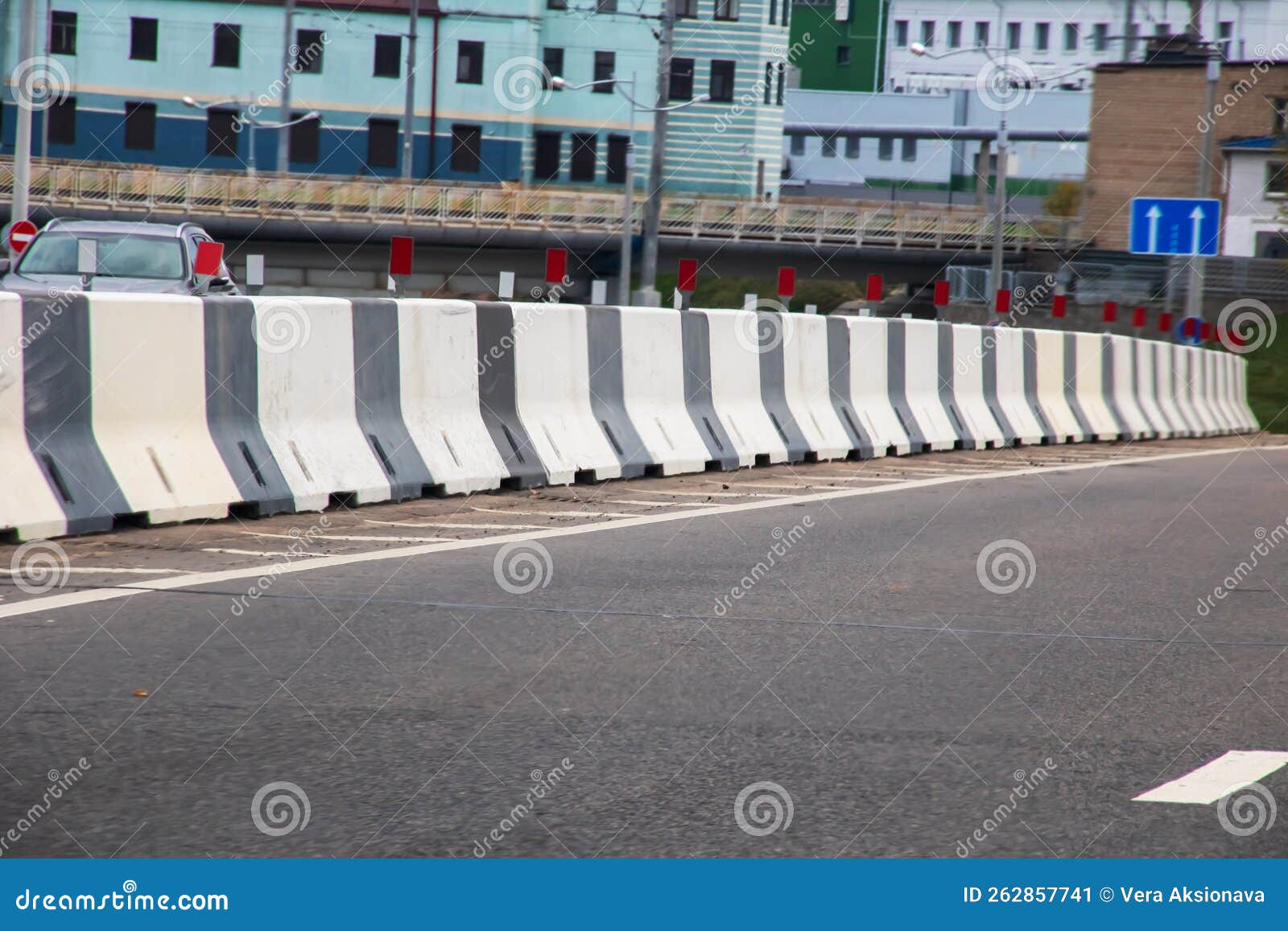 Fencing of Blocks on the Road Closeup Stock Image - Image of ...