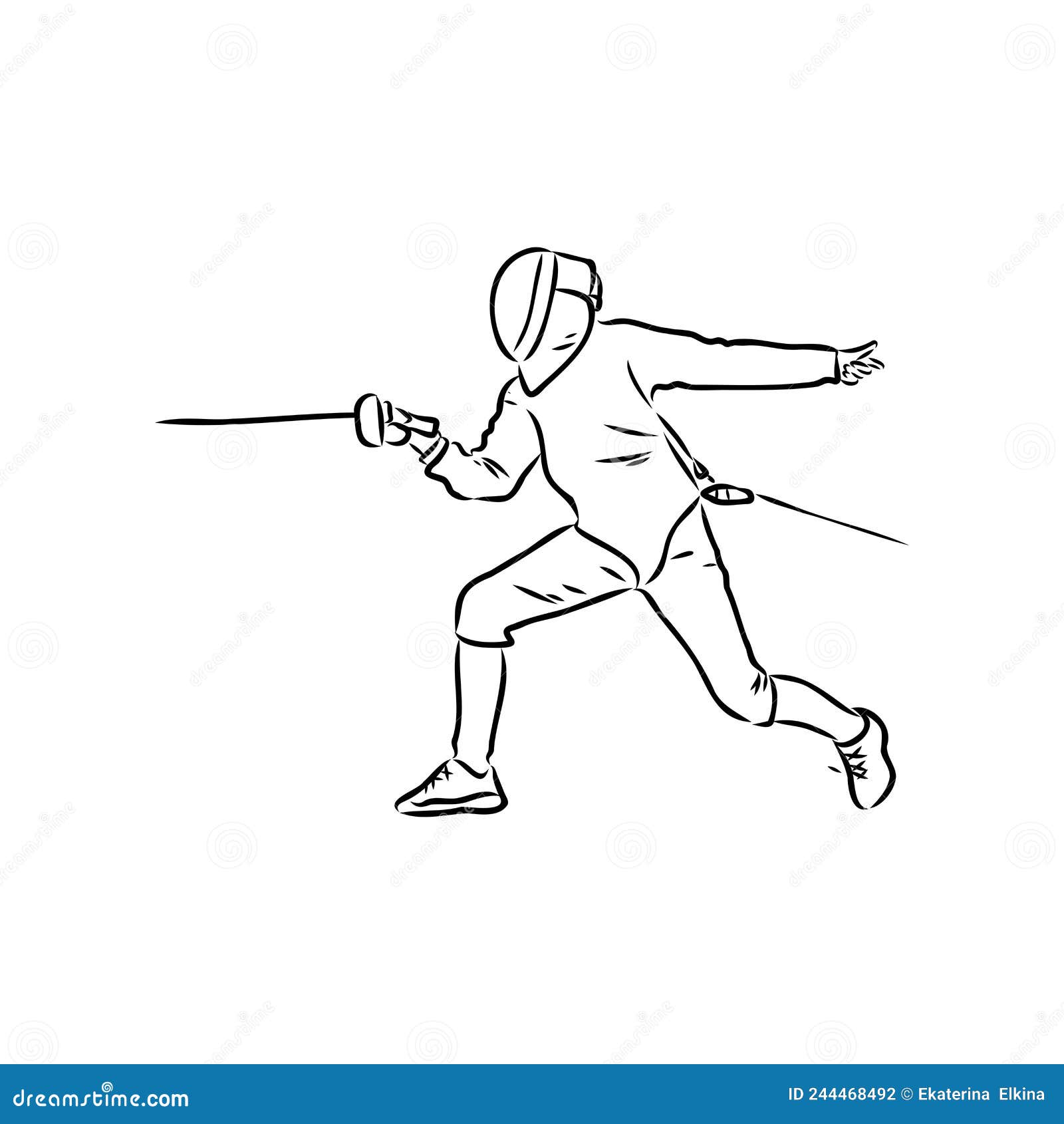 Fencing Competition Brush Sketch Drawing Fencing Vector Stock Vector ...