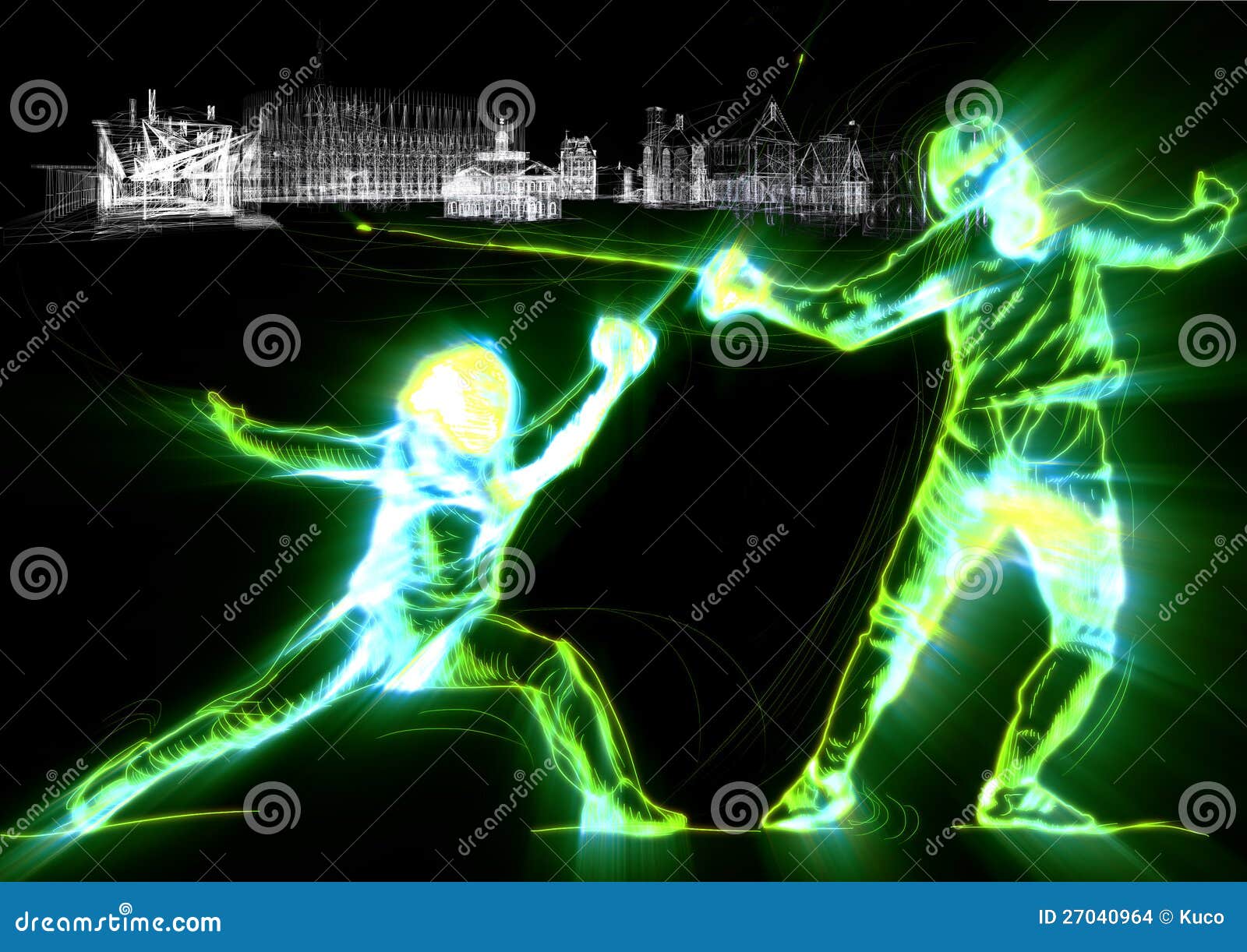 Fencing duel stock illustration. Illustration of city - 27040964