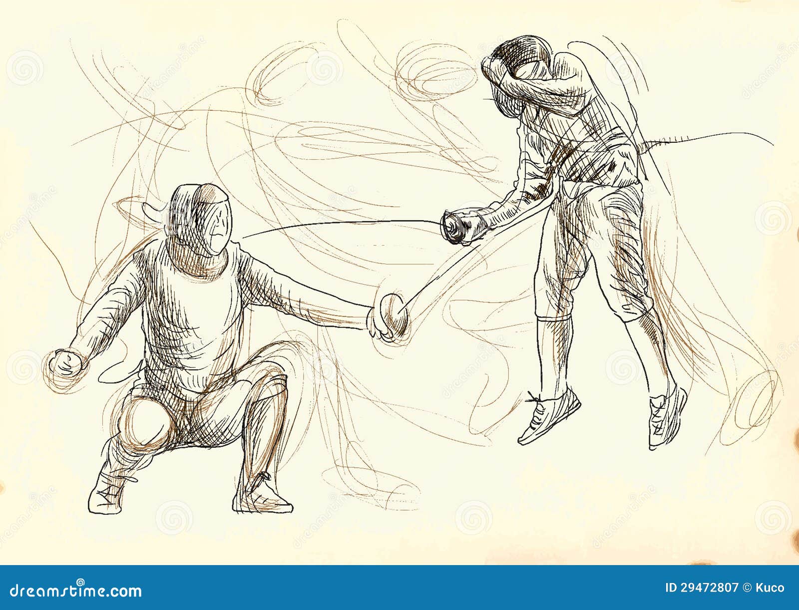Fencing duel stock vector. Illustration of direct, retro - 29472807