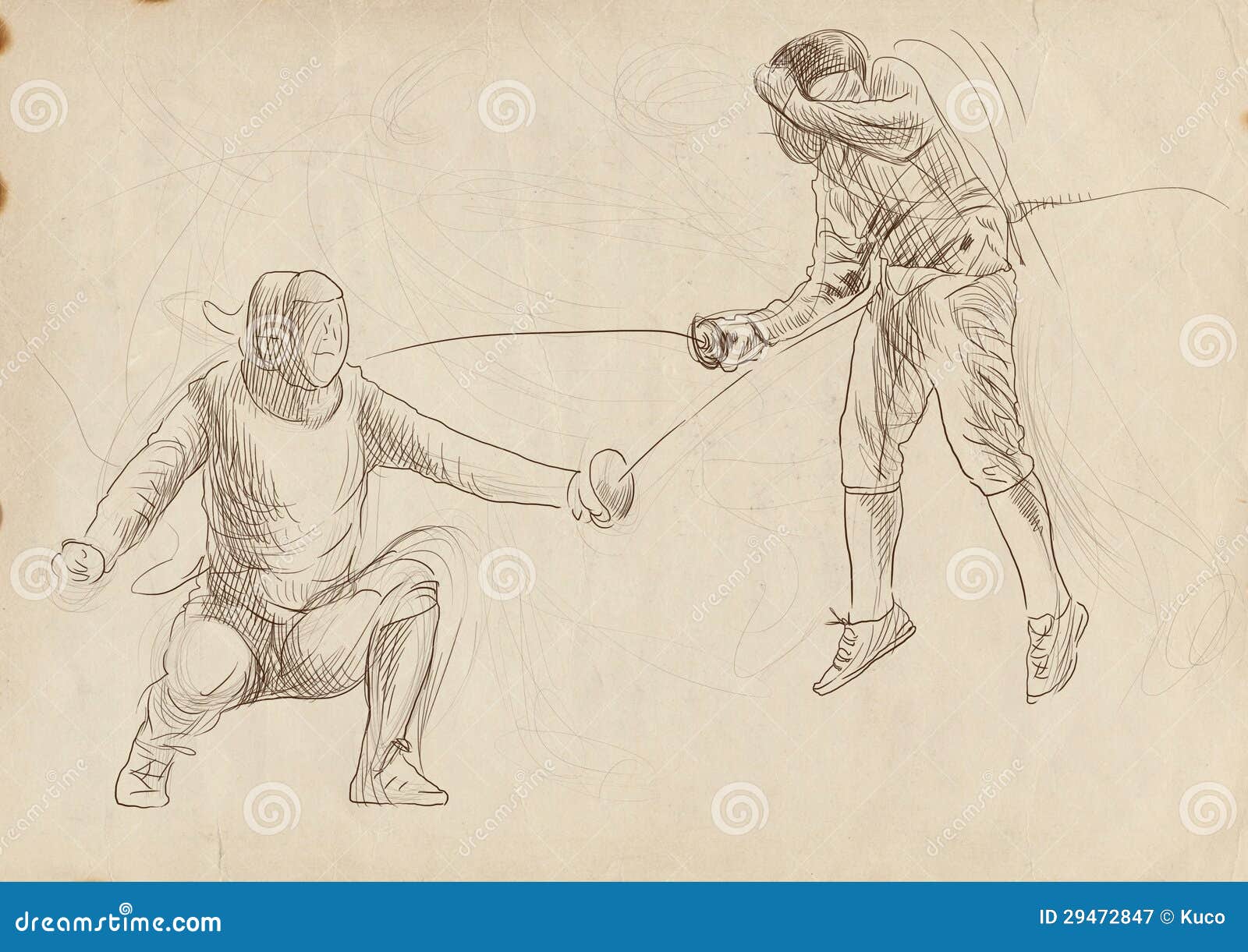 Fencing duel stock illustration. Illustration of action - 29472847