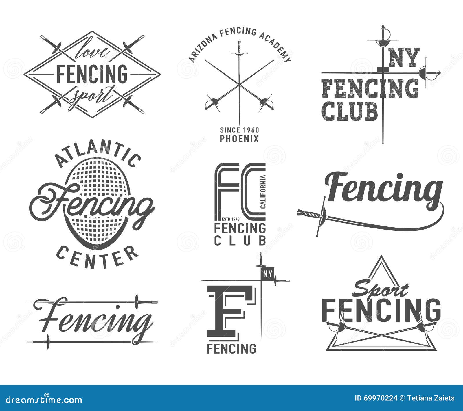 Fencing Badges Logos And Labels For Any Use Cartoon Vector ...