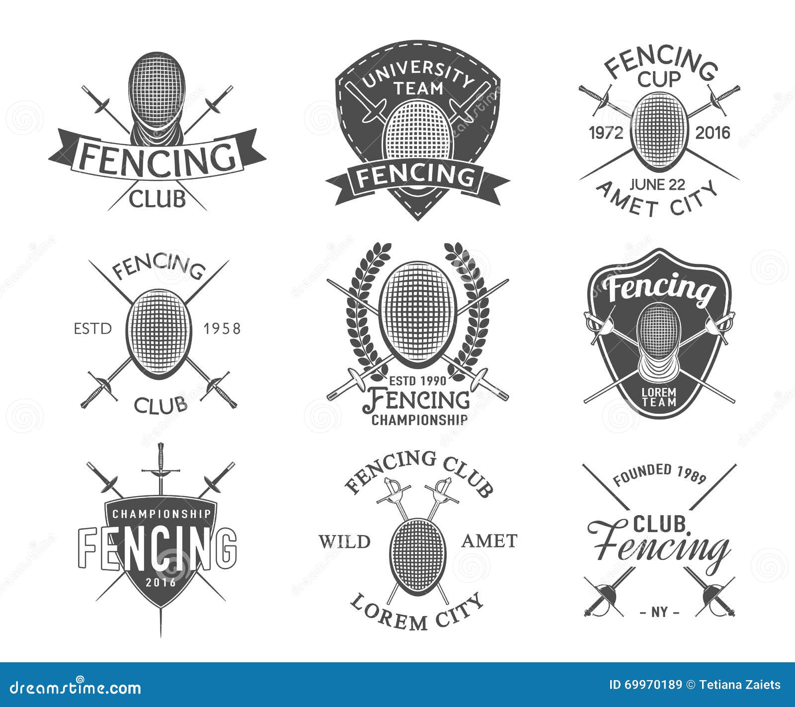 Fencing icons vector set. stock vector. Illustration of icon - 69970189