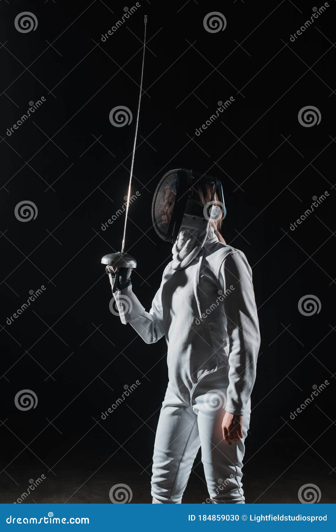 In Fencing Mask Holding Rapier Stock Photo - Image of fencing ...
