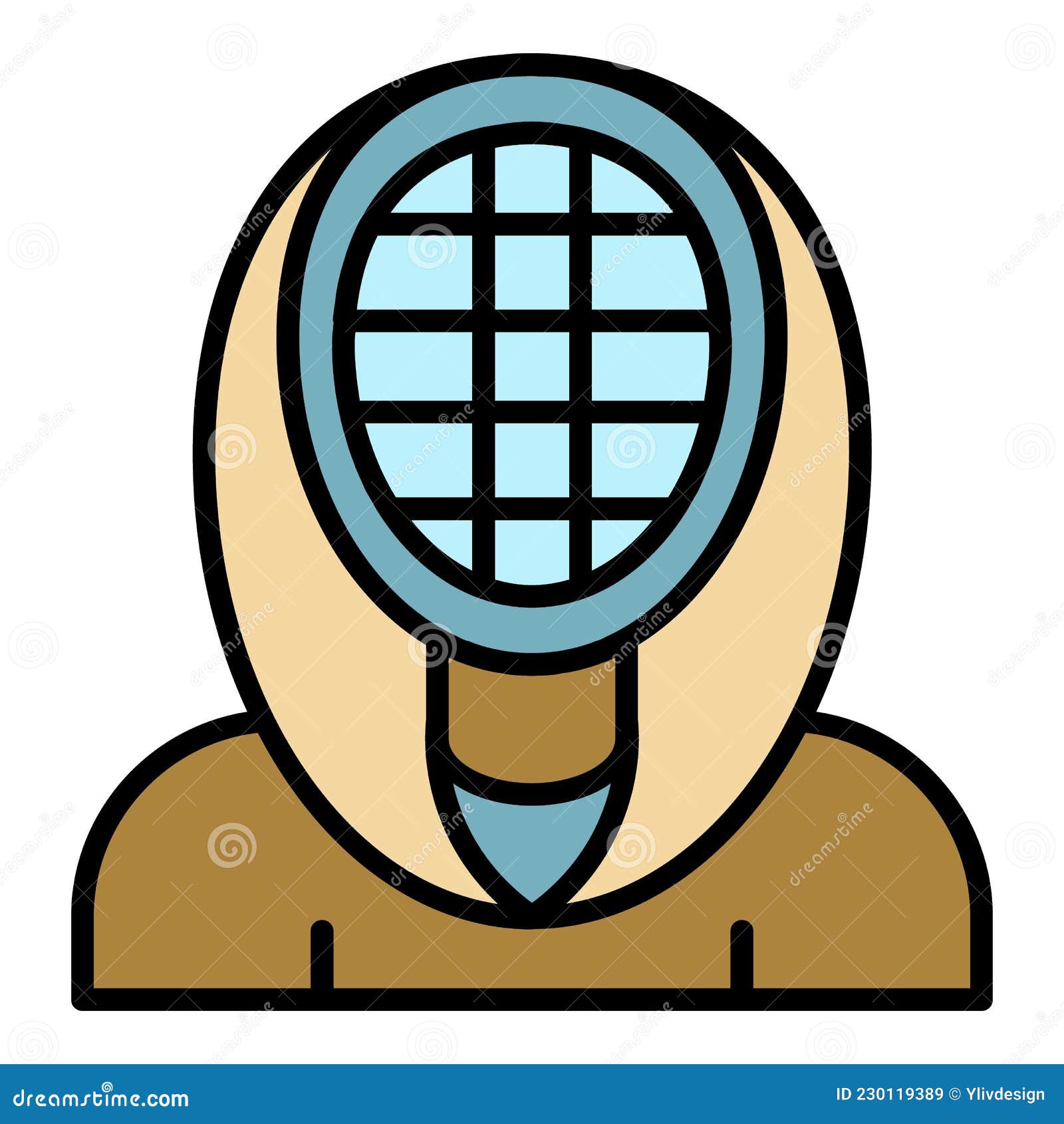 Fencing Mask Icon Color Outline Vector Stock Vector - Illustration of ...
