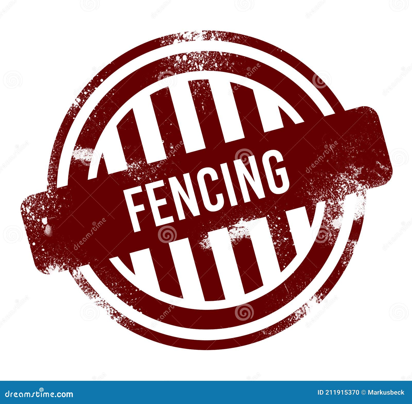 Fencing - Red Round Grunge Button, Stamp Stock Illustration ...