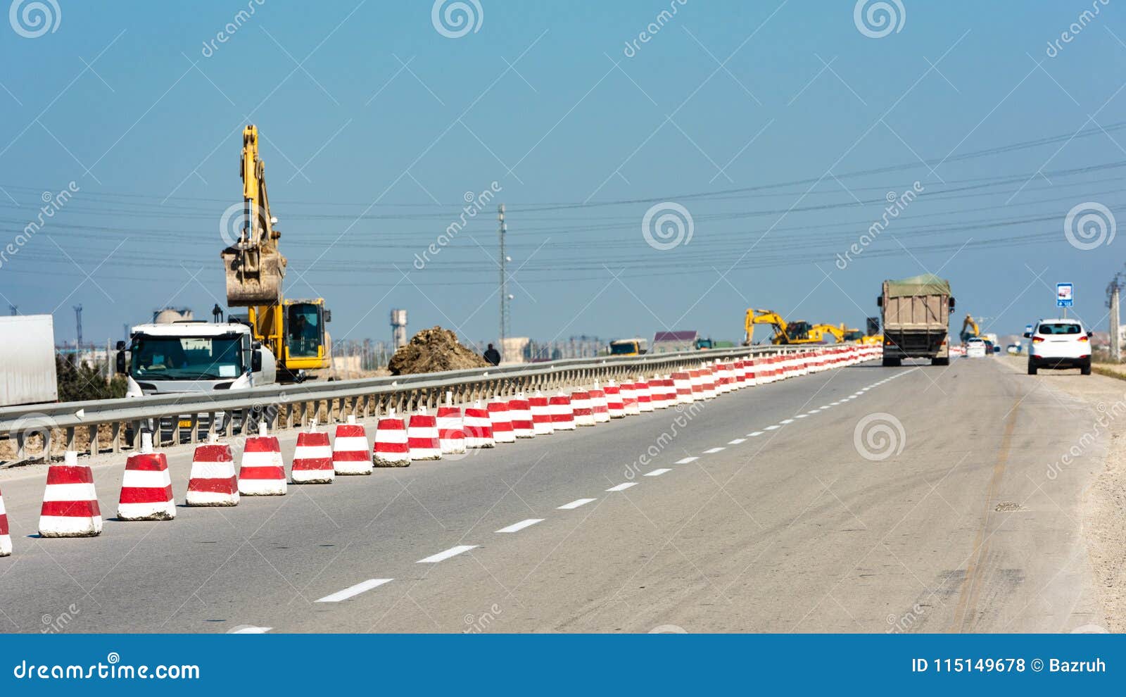 Fencing and Repair of Highway Stock Photo - Image of barrier, activity ...