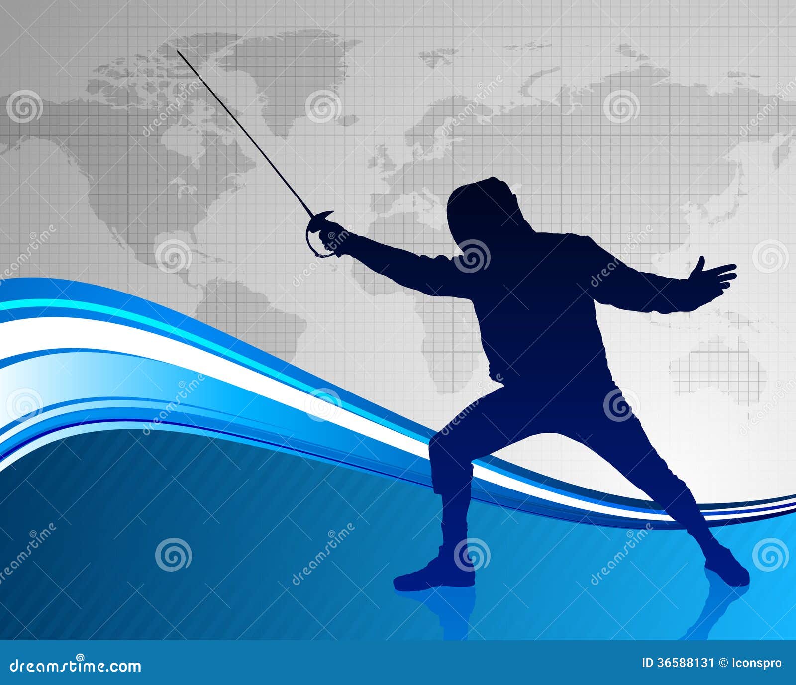 Fencing Sport On Abstract World Map Background Royalty-Free Stock ...
