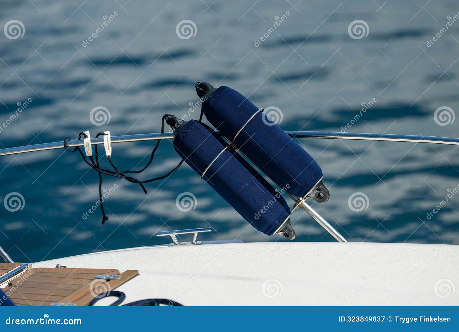Fenders on the Railing of a New Boat.. Stock Image - Image of water ...