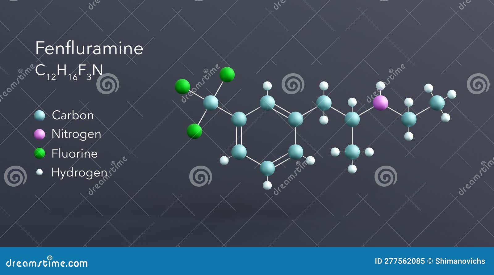 Fenfluramine Weight Loss Drug Molecule Withdrawn. Stylized 2D ...