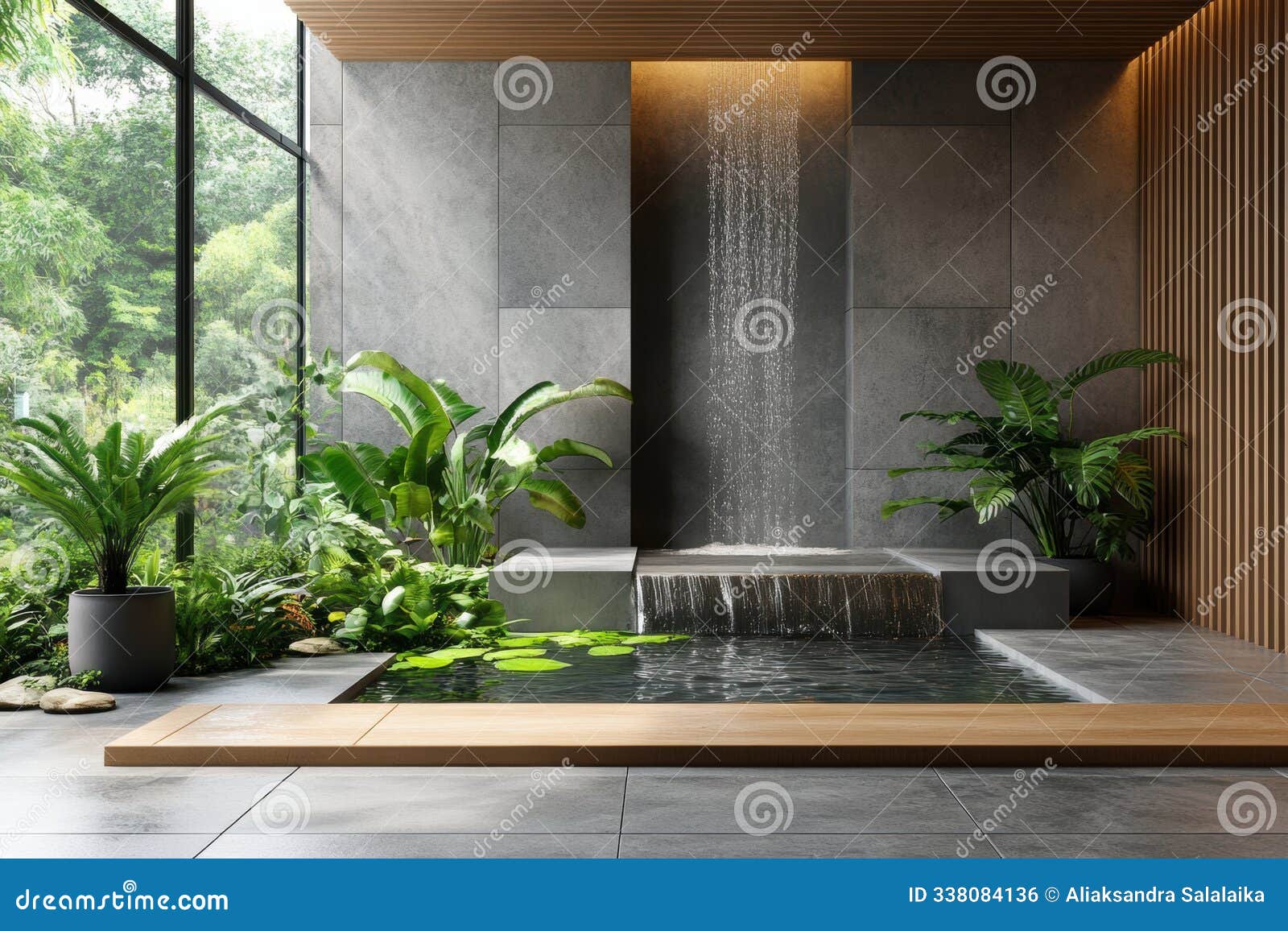 Feng Shui-inspired Entryway with Tranquil Water Feature and Natural ...
