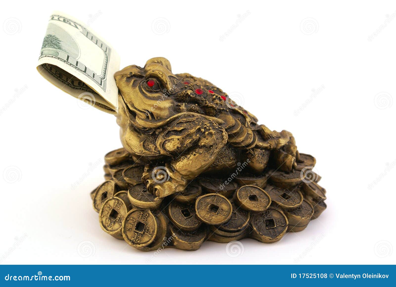Feng Shui Money Toad with One Hundred Dollars Stock Photo - Image of ...