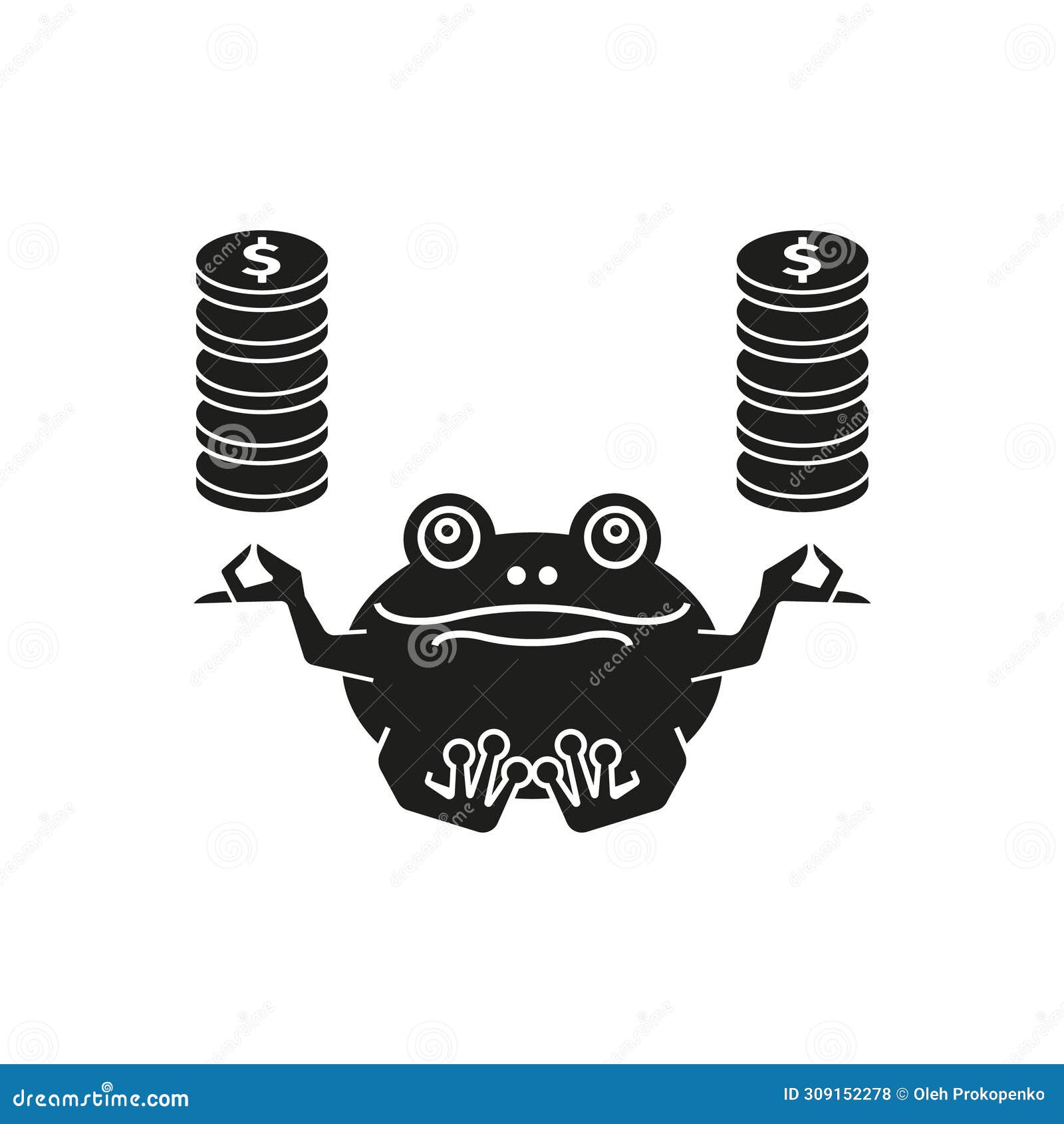 Money Frog Isolated On White, Vector Sketch. The Three-legged Toad Is A ...