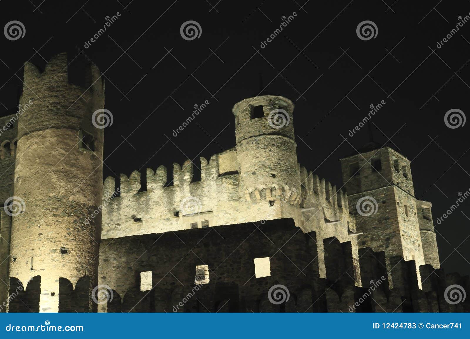 Fenis castle stock image. Image of guard, ancient, stone - 12424783