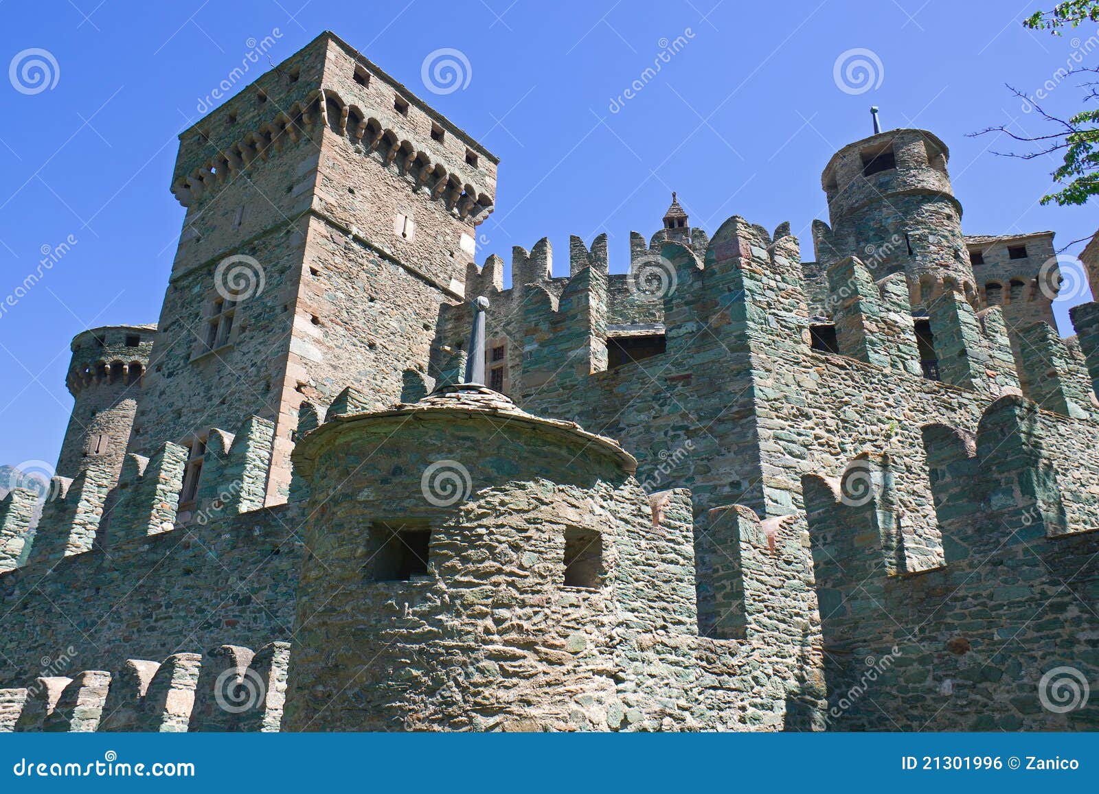 Fenis Castle - Aosta - Italy Stock Photo - Image of famous, battlements ...