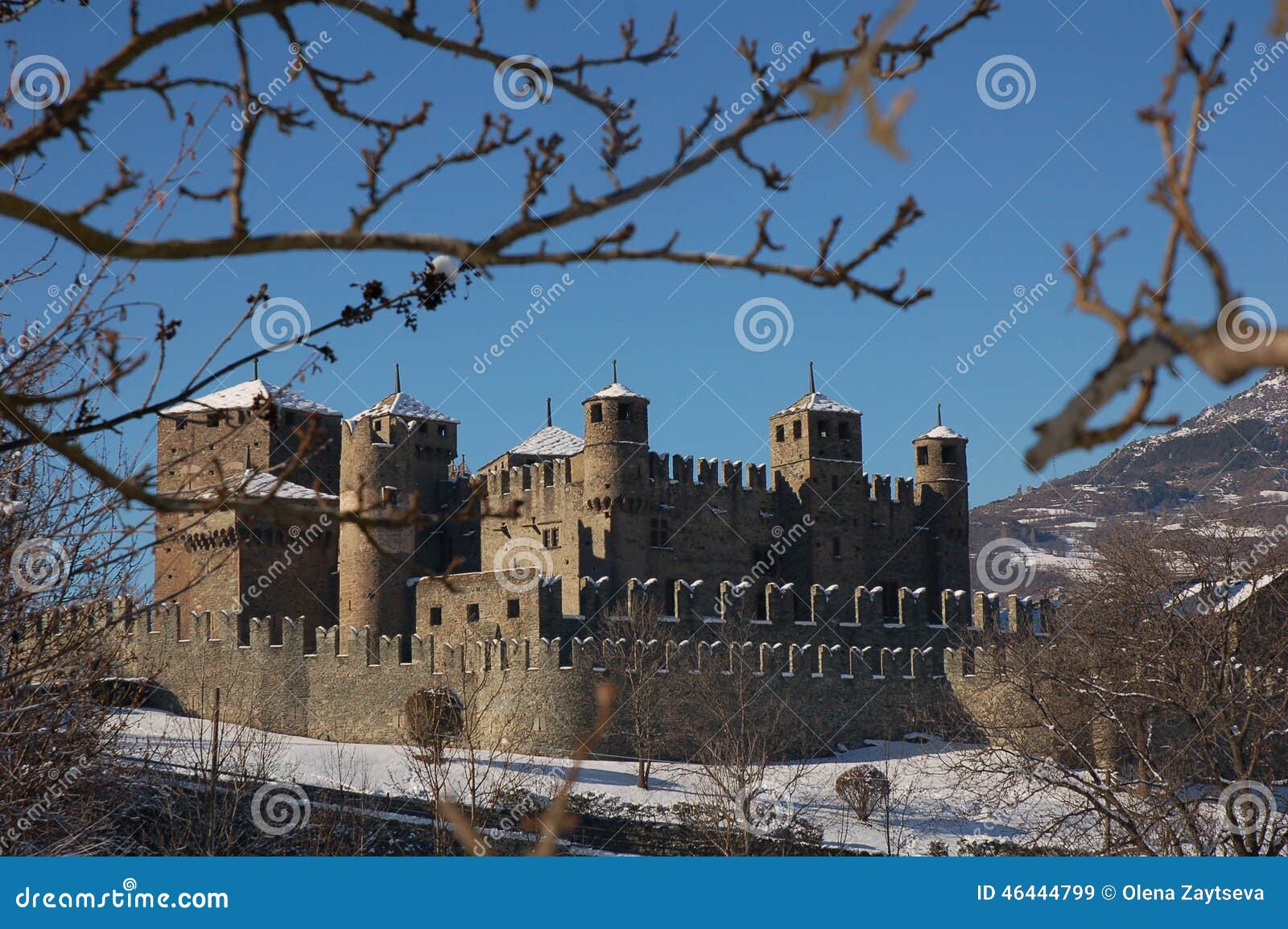 Fenis Castle - Aosta - Italy Stock Image - Image of bridge, brick: 46444799
