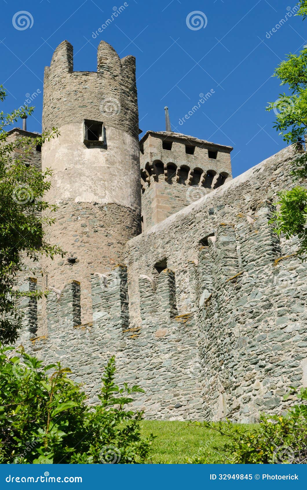 Fenis Castle - Aosta Valley - Italy Stock Image - Image of view ...