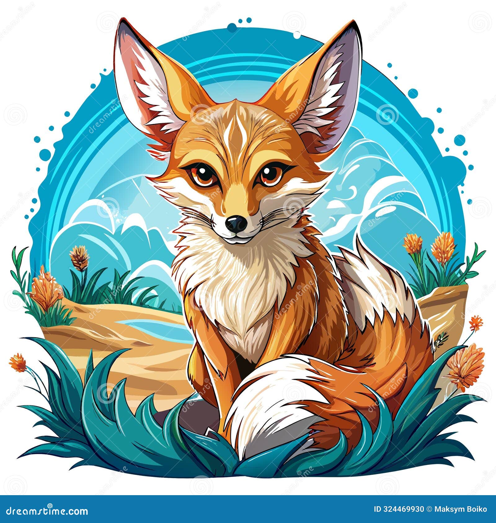 Fennec Fox Ardent Screams Ocean Vector Stock Illustration ...