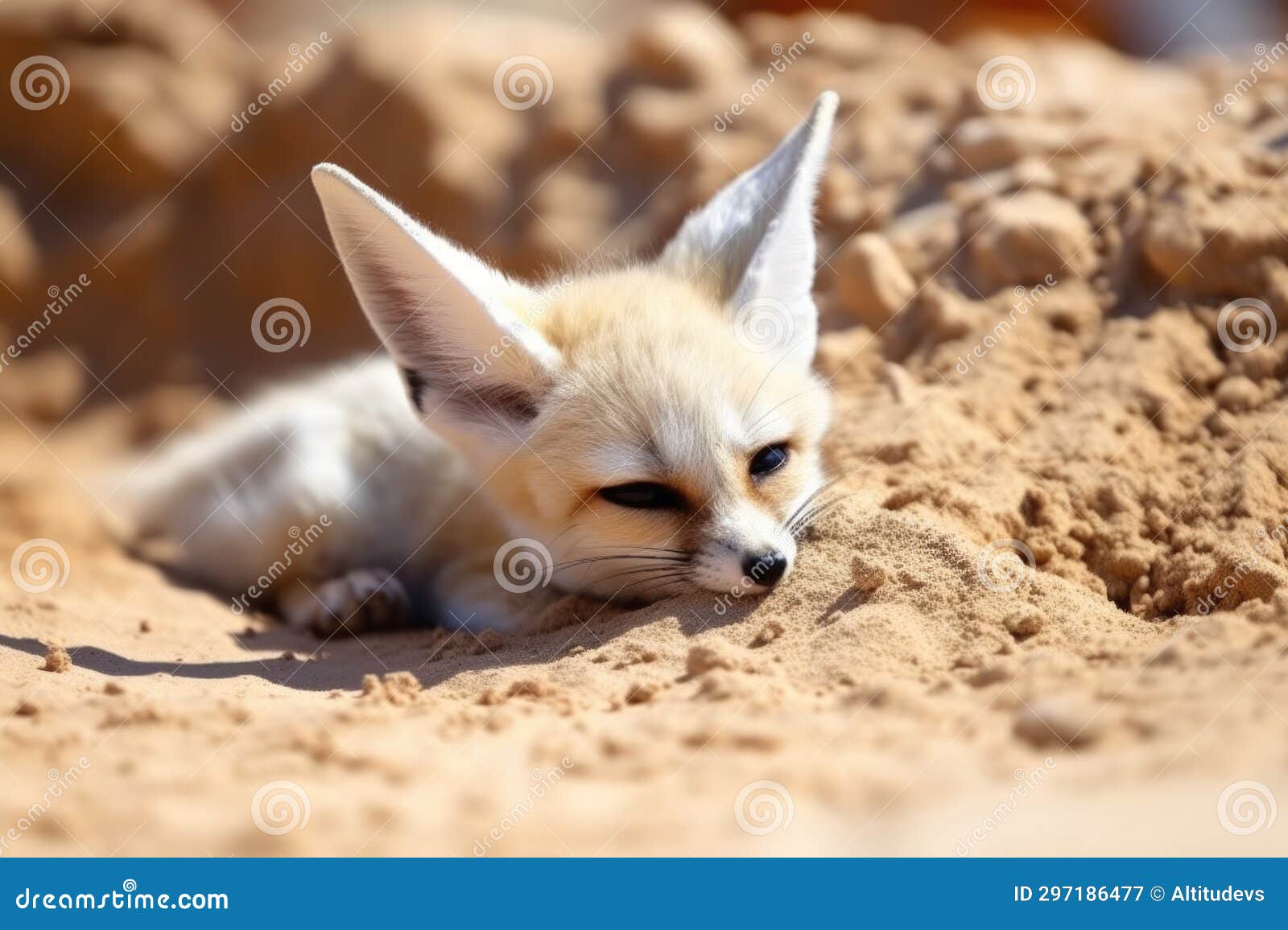 A Fennec Fox Digging in the Desert Sand Stock Image - Image of sand ...