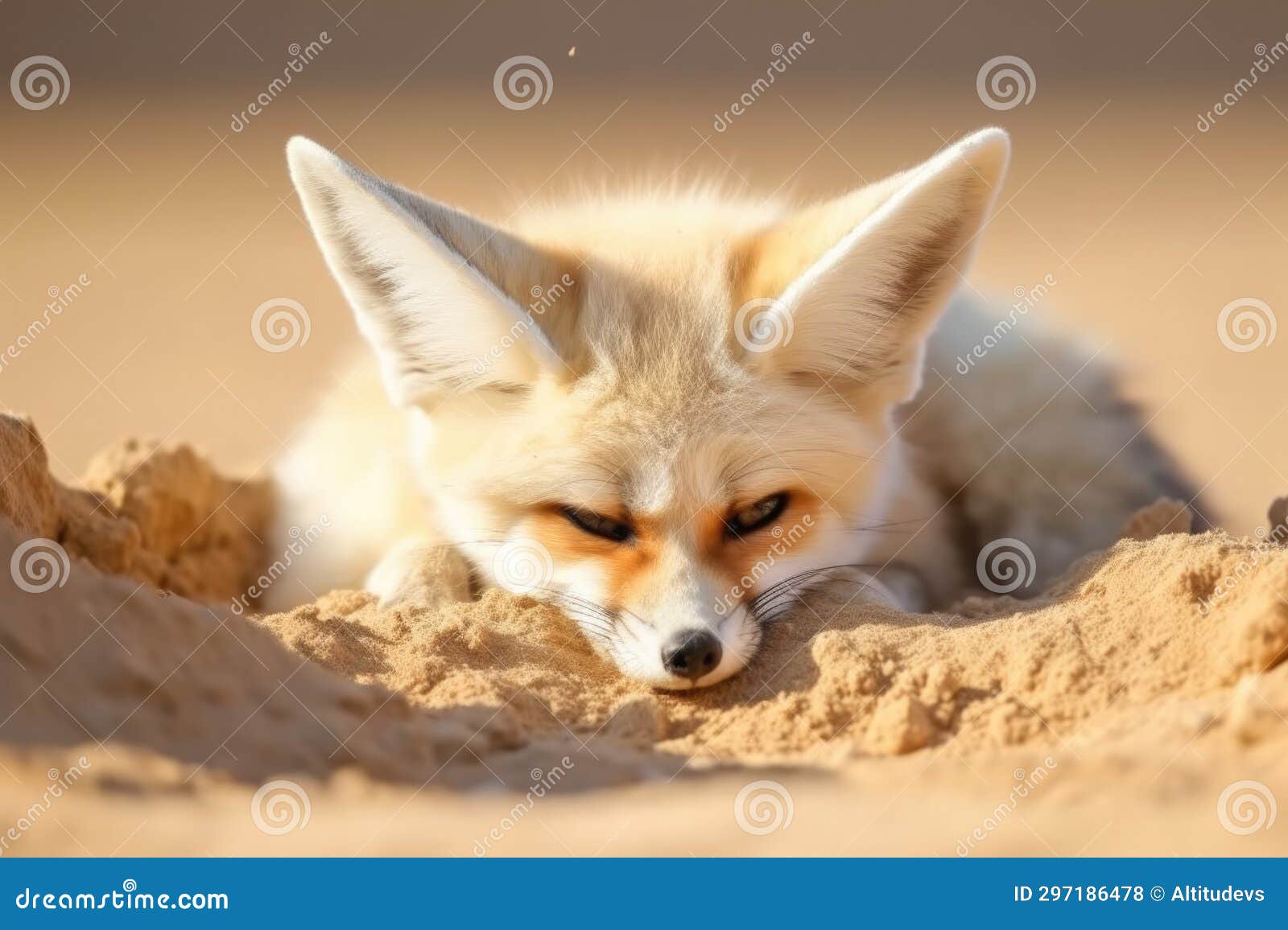 A Fennec Fox Digging in the Desert Sand Stock Photo - Image of small ...