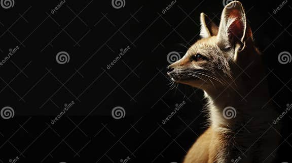 A Fennec Fox Looking Toward Light in a Dark Setting Stock Photo - Image ...