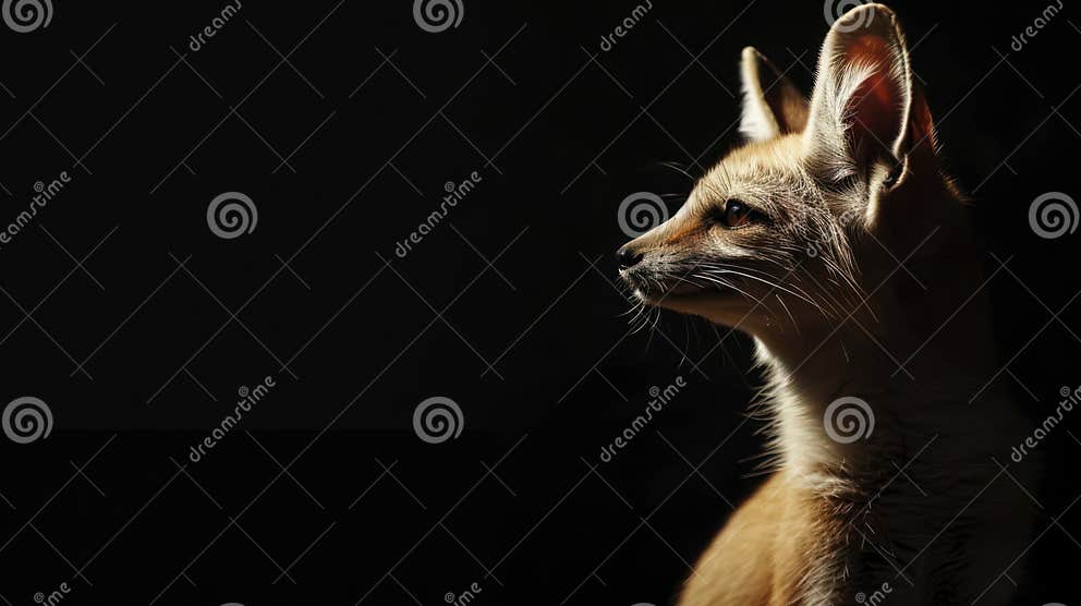 A Fennec Fox Looking Toward Light in a Dark Setting Stock Photo - Image ...