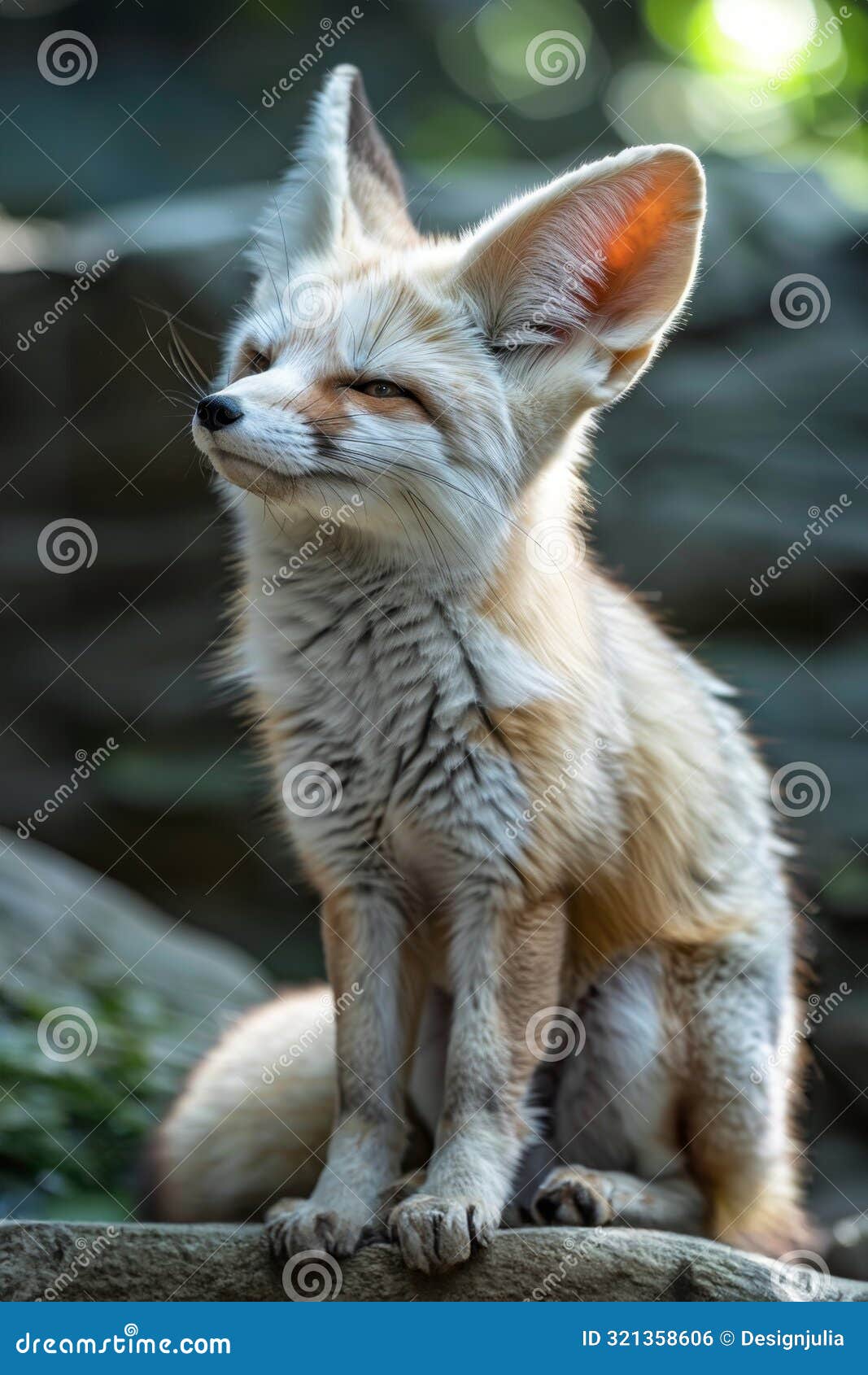 Fennec Fox Resting Contentedly, Enjoying the Warm Sunlight and ...