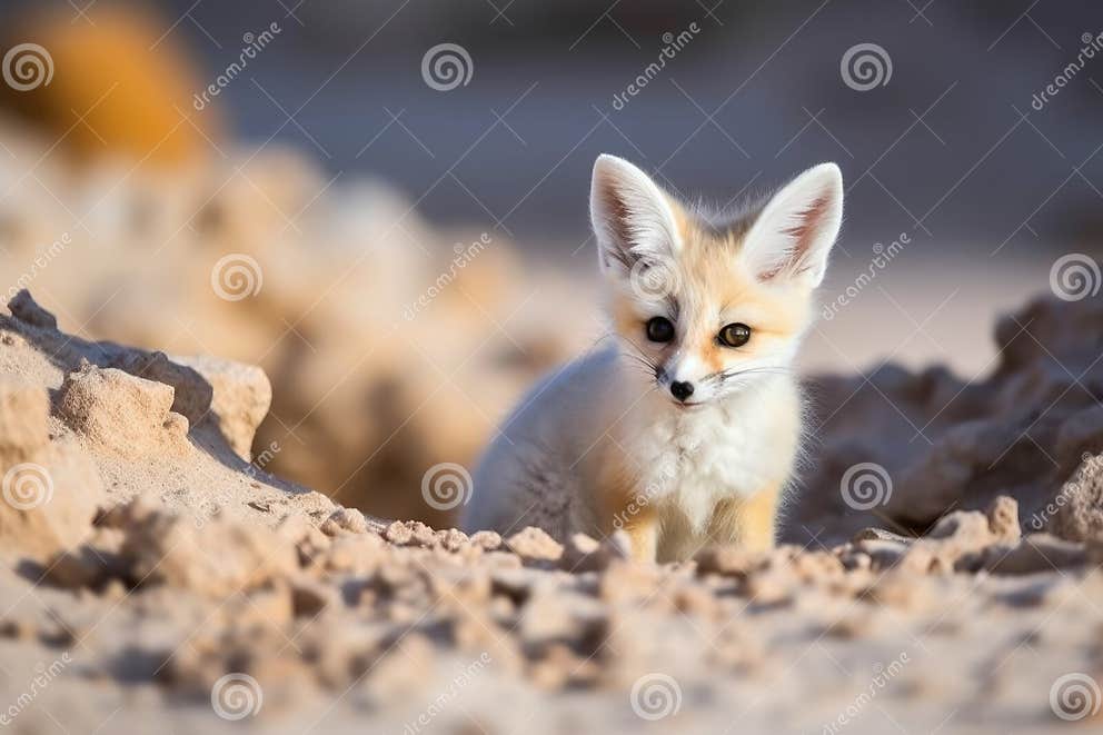 Fennec Fox Searching for Food in a Desert Setting Stock Photo - Image ...