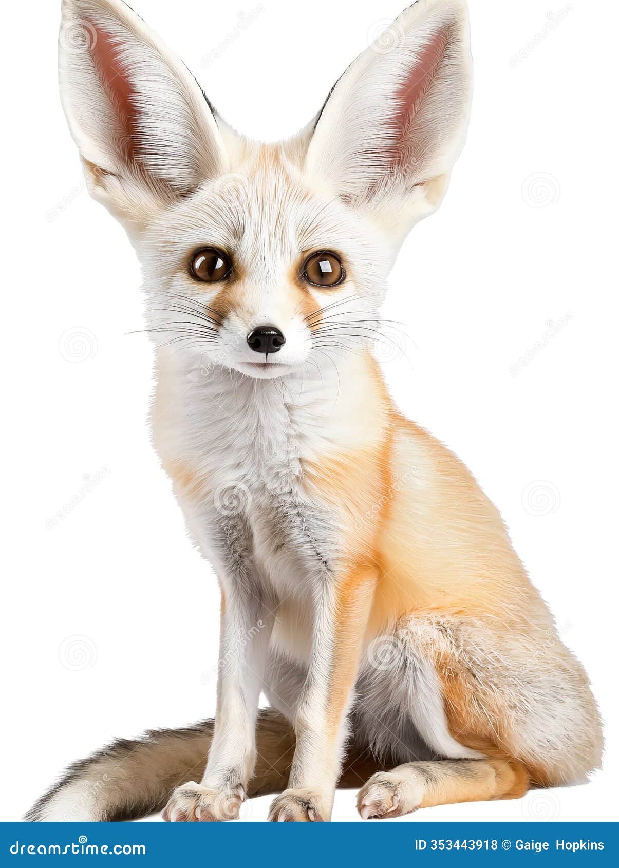 Fennec Fox Sitting Isolated on White Stock Illustration - Illustration ...