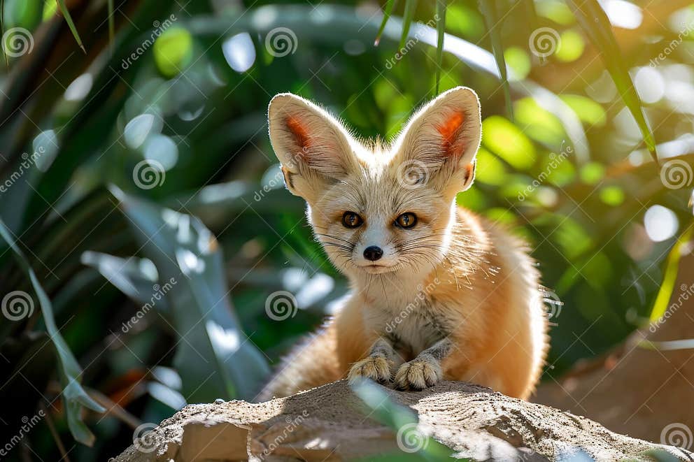 Fennec Fox is Walking on Green Natural Background . Ai Generative Stock ...