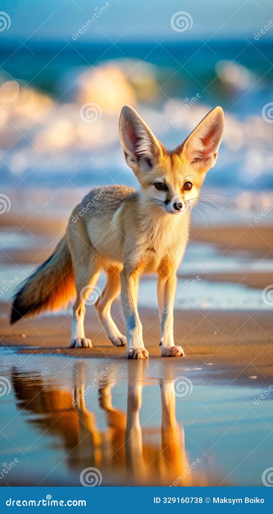 Fennec Fox walks ocean stock illustration. Illustration of design ...