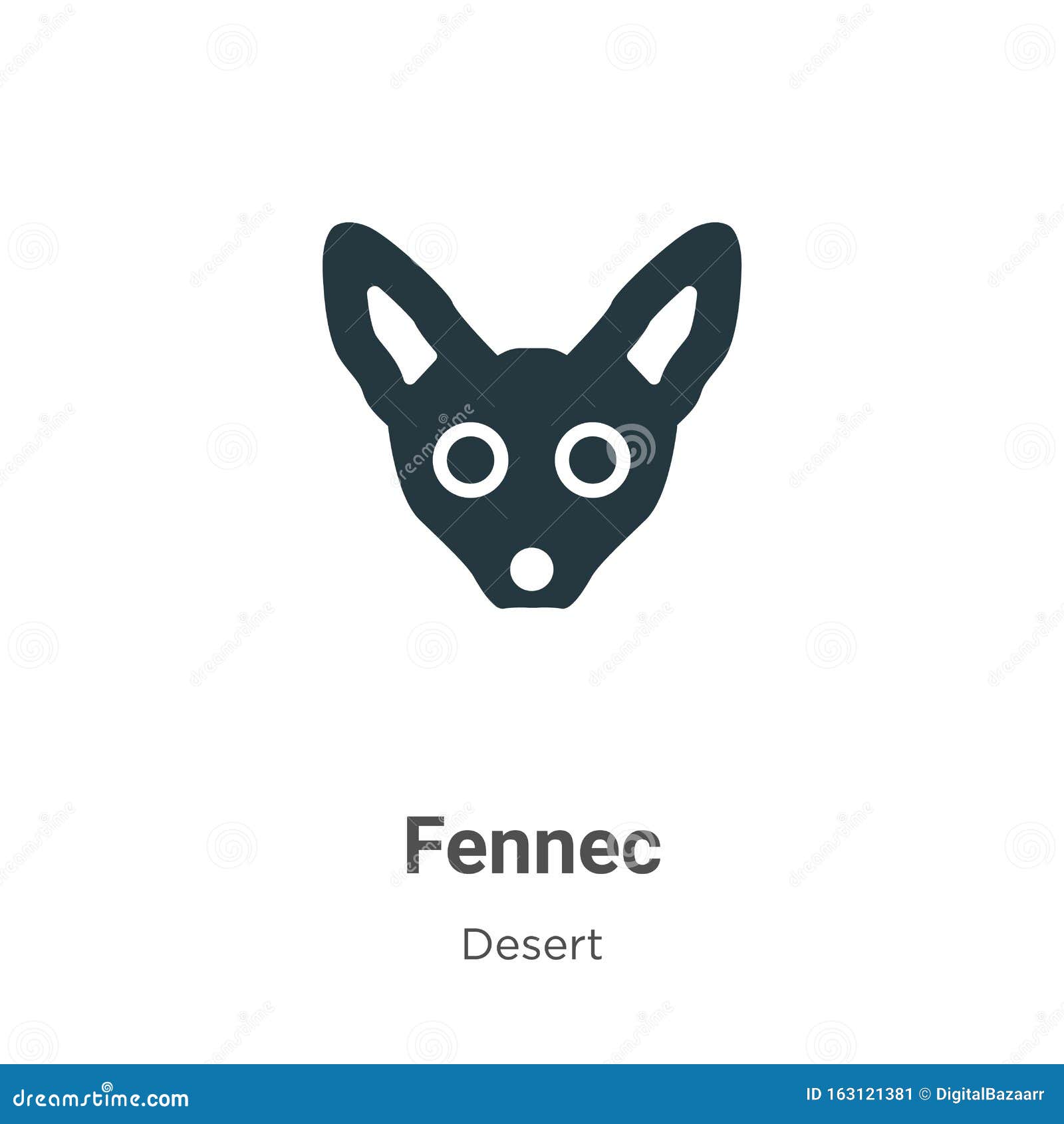 Fennec Fox Vector Illustration Isolated On White Background. Desert Fox ...