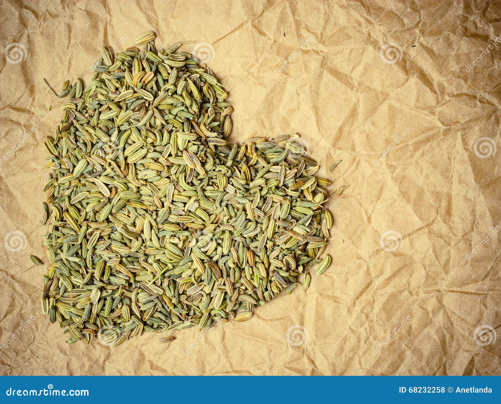 Fennel Dill Seeds Heart Shaped on Paper Surface Stock Photo - Image of ...
