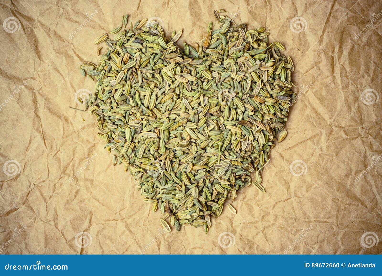 Fennel Dill Seeds Heart Shaped on Paper Surface Stock Photo - Image of ...