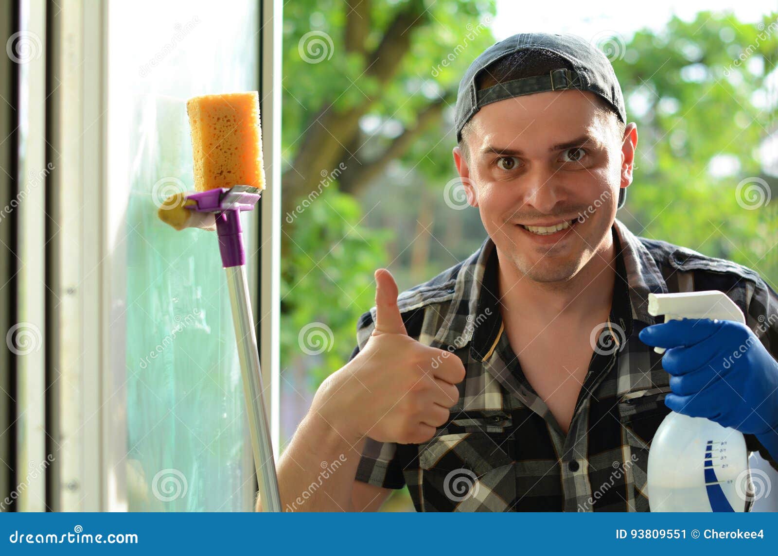 Fensterputzer Berufsreinigungsfirma Stockbild - Bild von firma, glas ...