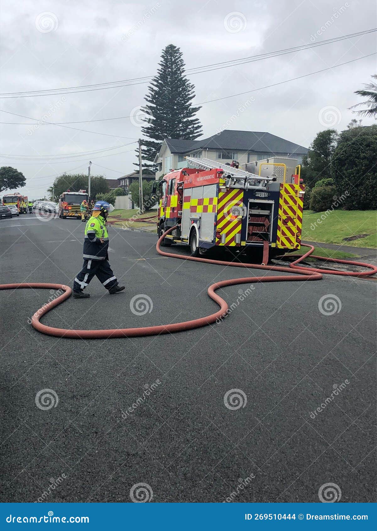 FENZ Firefighters and Vehicles on the Street Editorial Stock Image ...