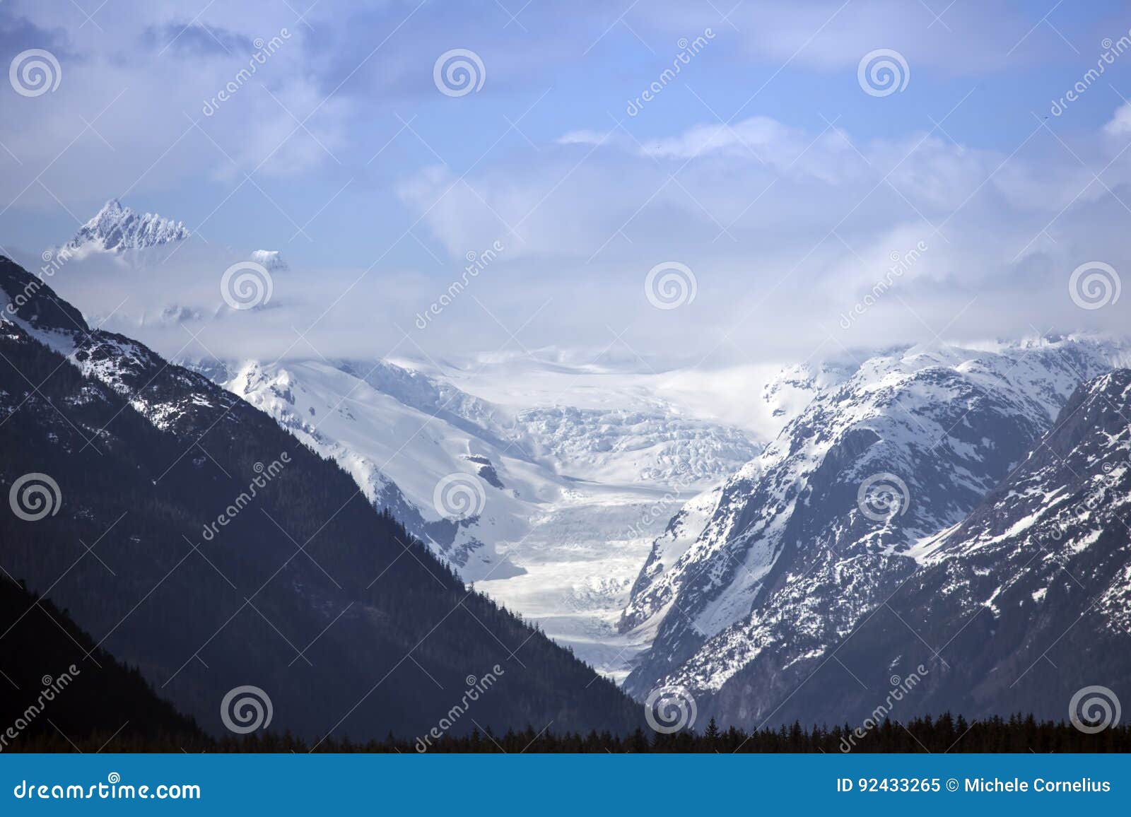 Ferebee Glacier in spring stock image. Image of clouds - 92433265