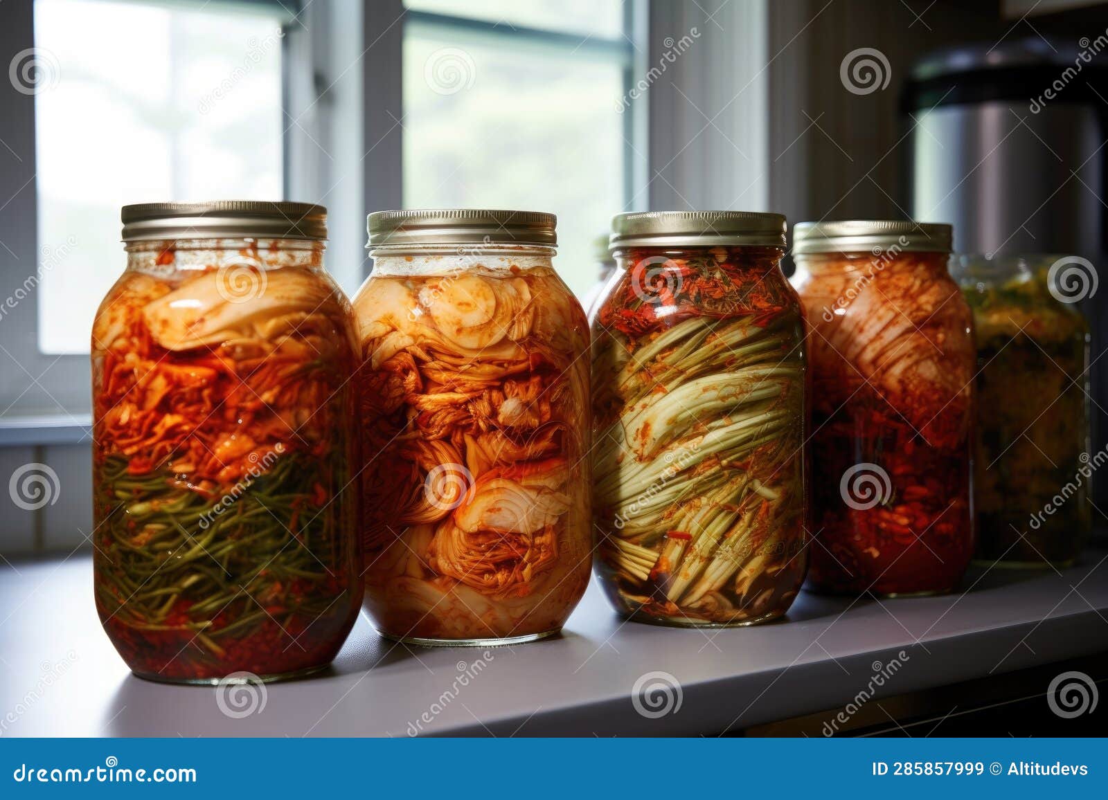 Fermentation Jars Filled with Kimchi Mixture Stock Image - Image of ...