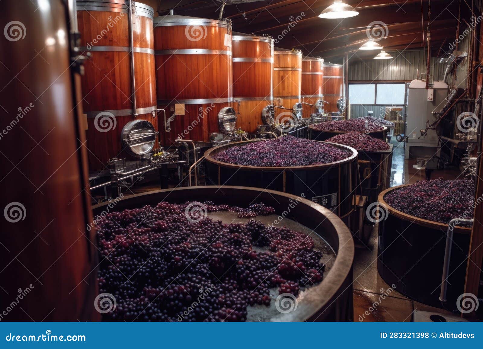 Fermentation Tanks Filled with Grape Juice Stock Illustration ...