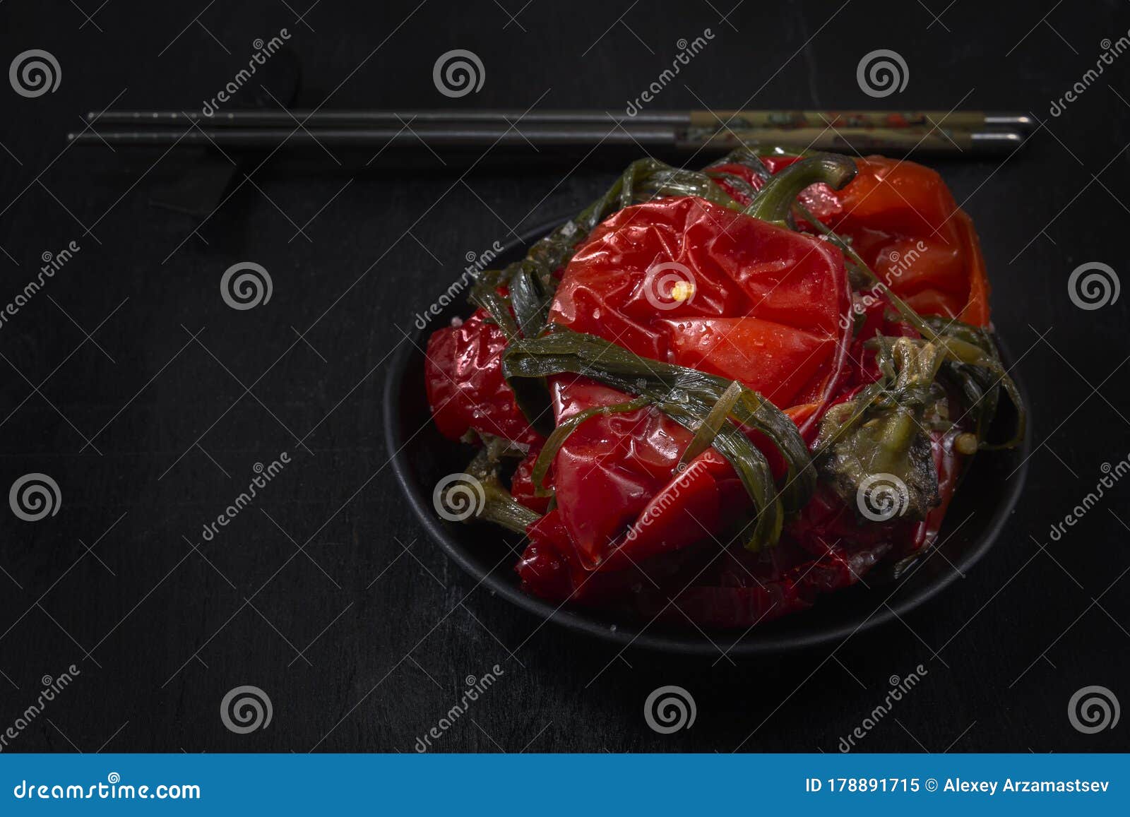 Fermented Hot Red Pepper on a Dark Wooden Table. Stock Image - Image of ...
