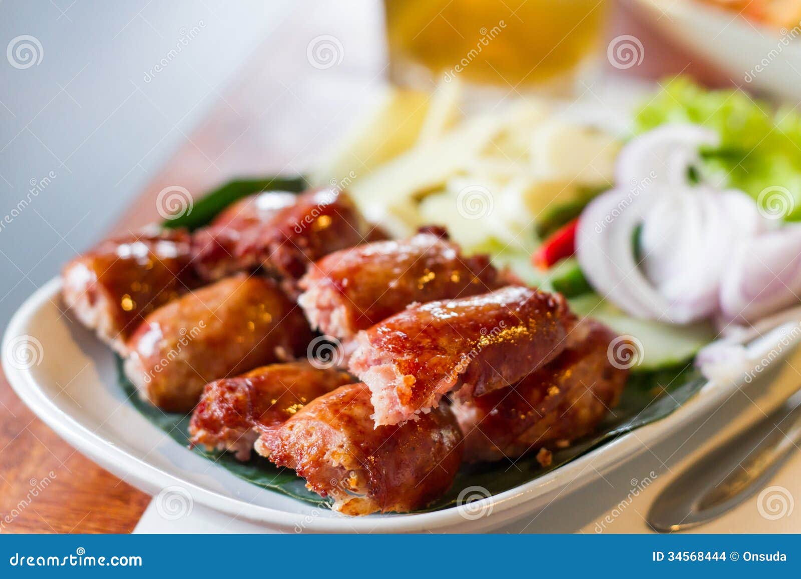 Fermented pork sausage stock photo. Image of roasted - 34568444