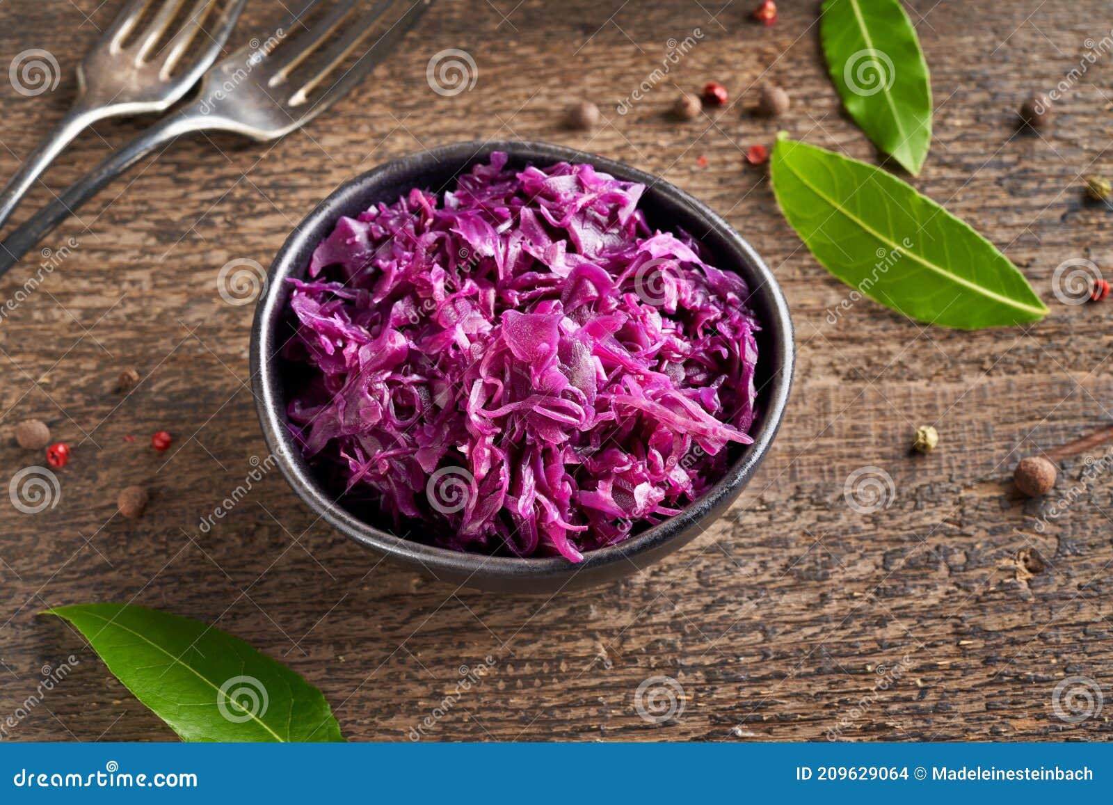 Fermented Purple Cabbage in a Bowl on a Table Stock Photo - Image of ...