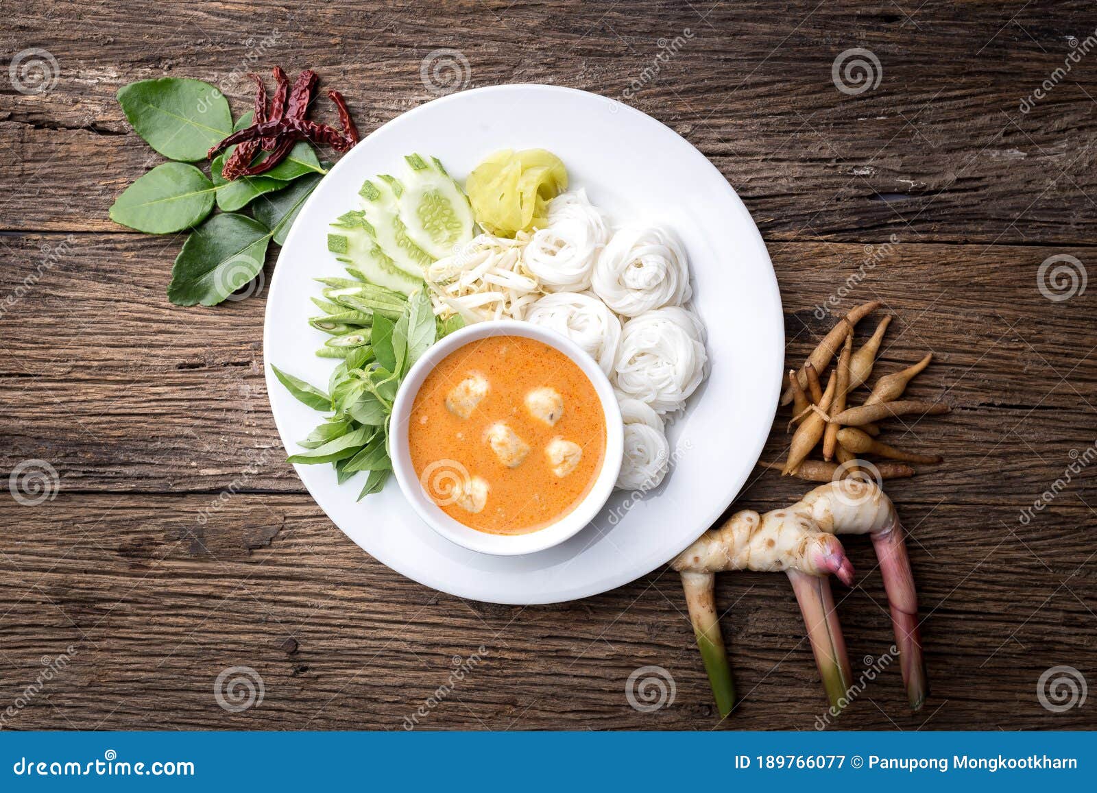 Fermented Rice Flour Noodles /kanomjeen Stock Image - Image of curry ...